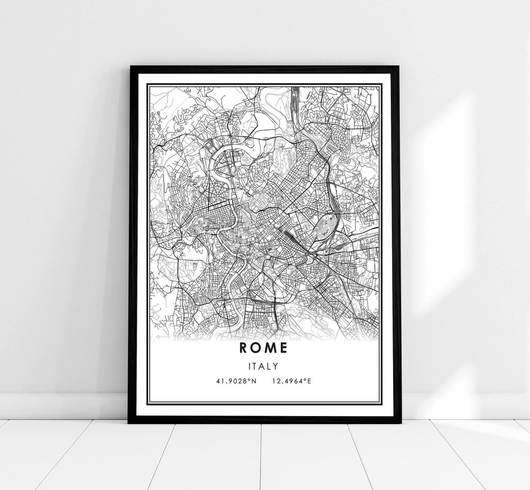 Rome Map Print Poster Canvas | Italy Map Print Poster Canvas | Rome ...