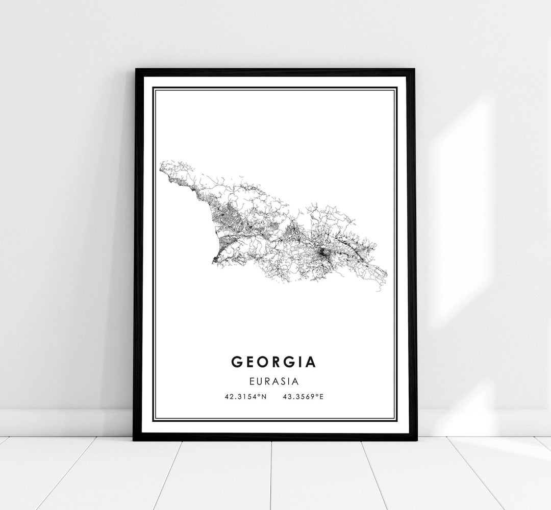 Georgia Map Print Poster Canvas | Georgia Road Map Print Poster Canvas ...