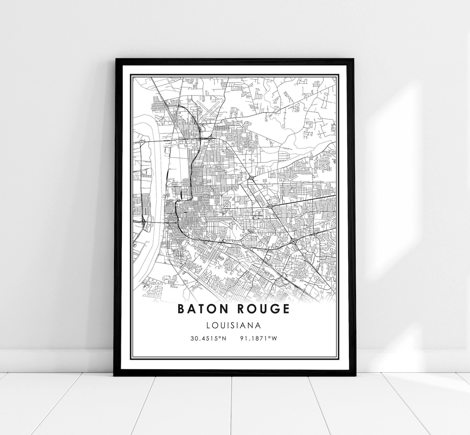 Baton Rouge Map Print Poster Canvas Louisiana Map Print - Etsy