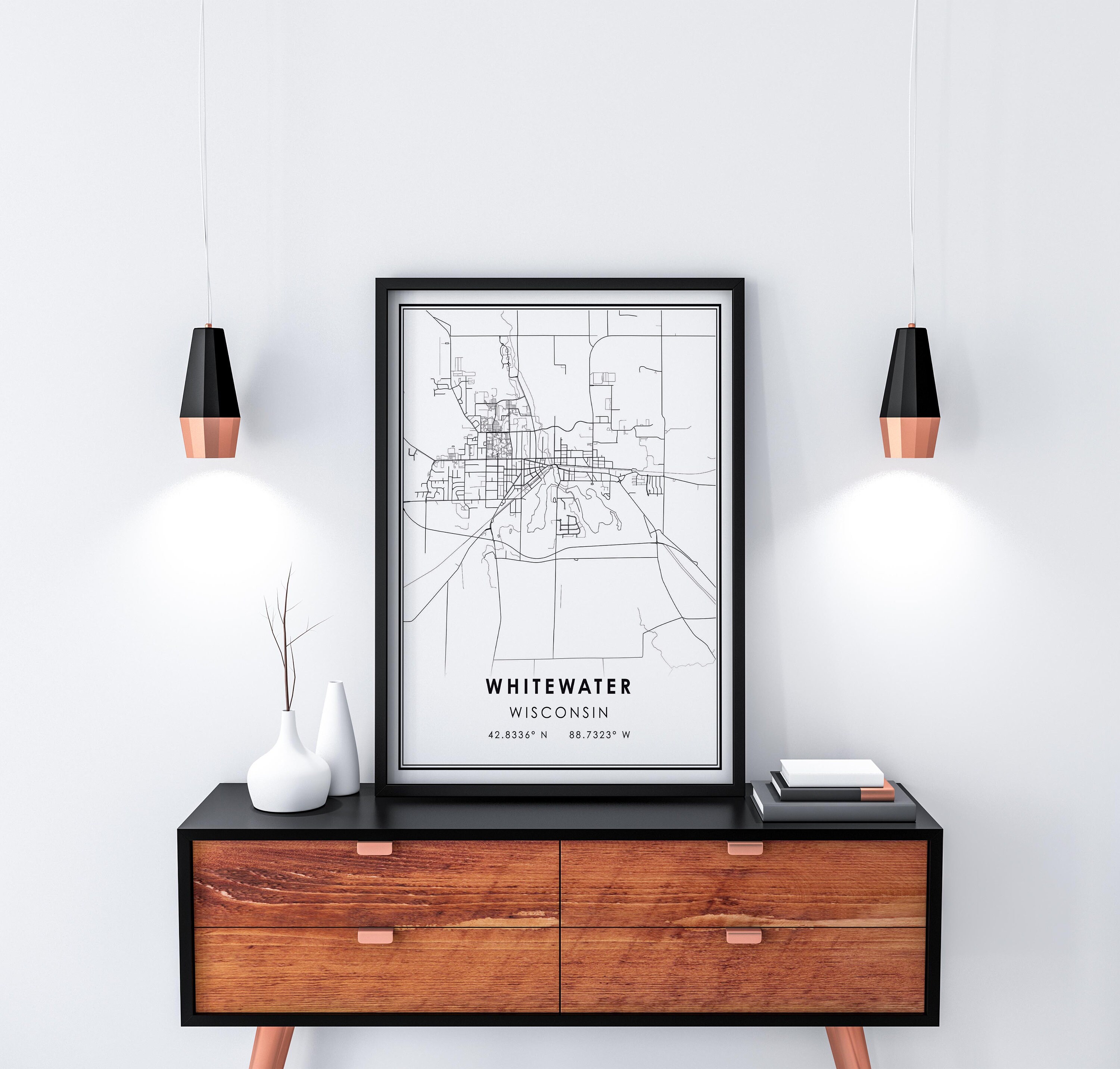 Whitewater Map Print Poster Canvas Wisconsin Map Print - Etsy