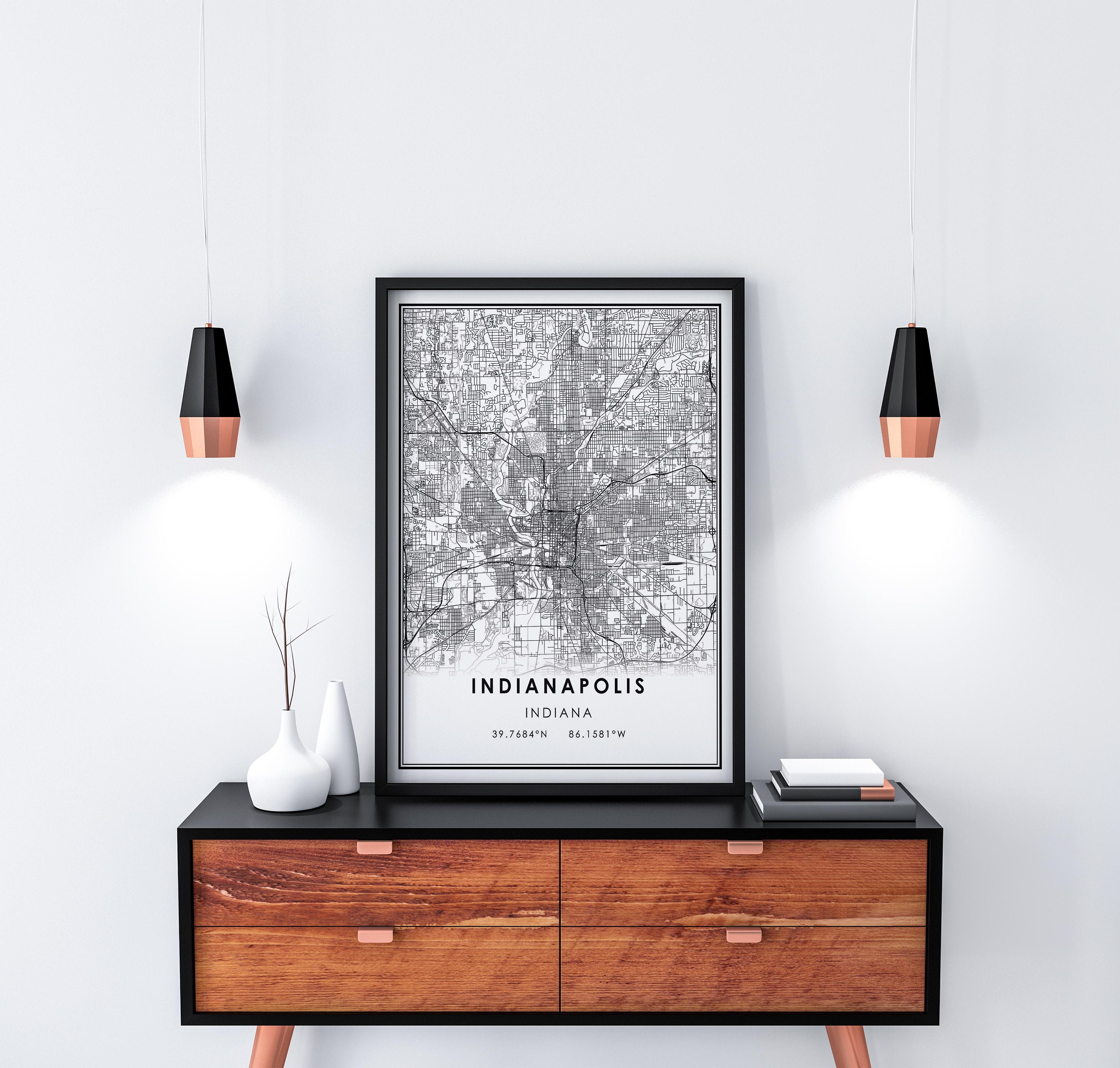 Indianapolis Map Print Poster Canvas | Indiana Map Print Poster Canvas ...