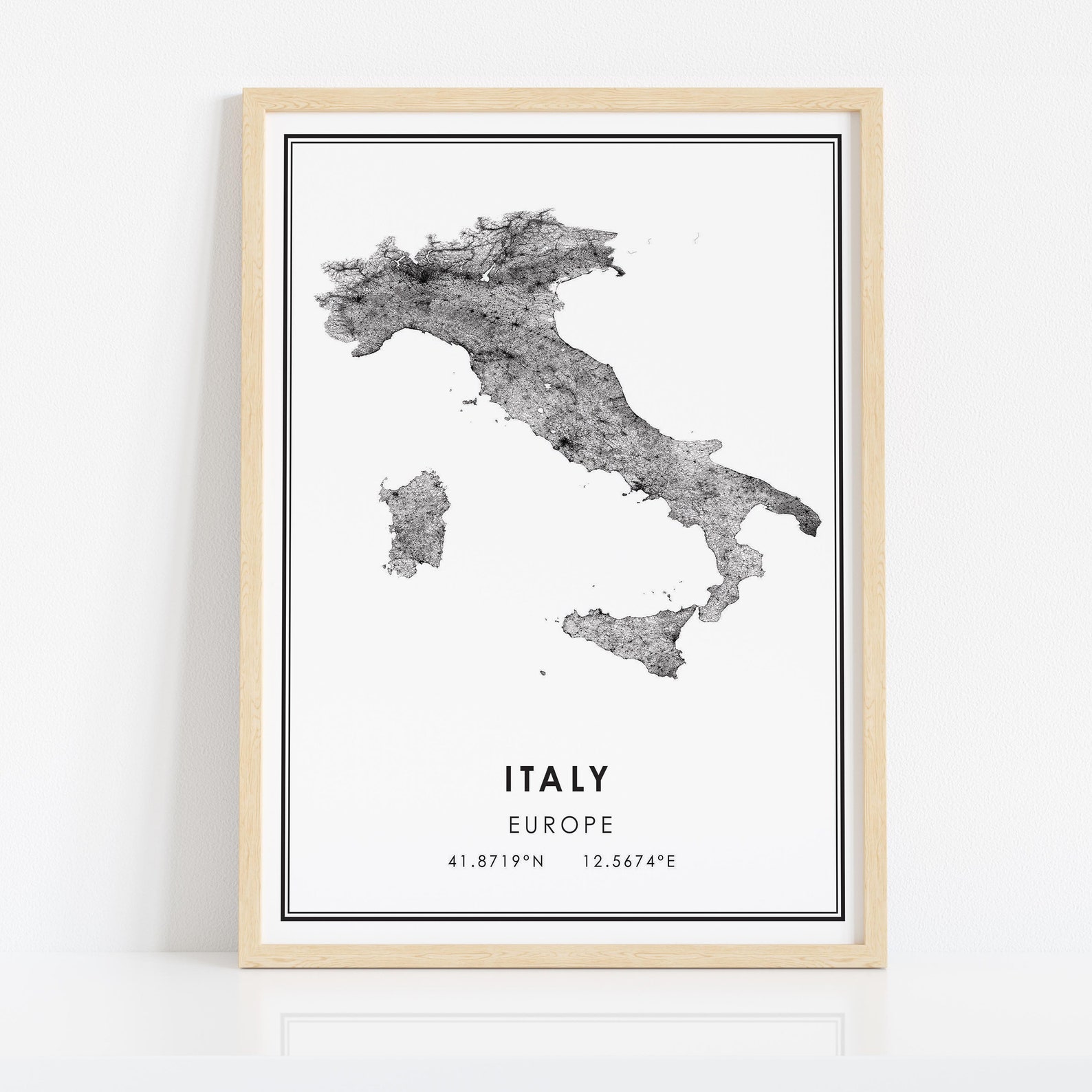 Italy Country Map Print Poster Canvas Italy Country Road Map | Etsy