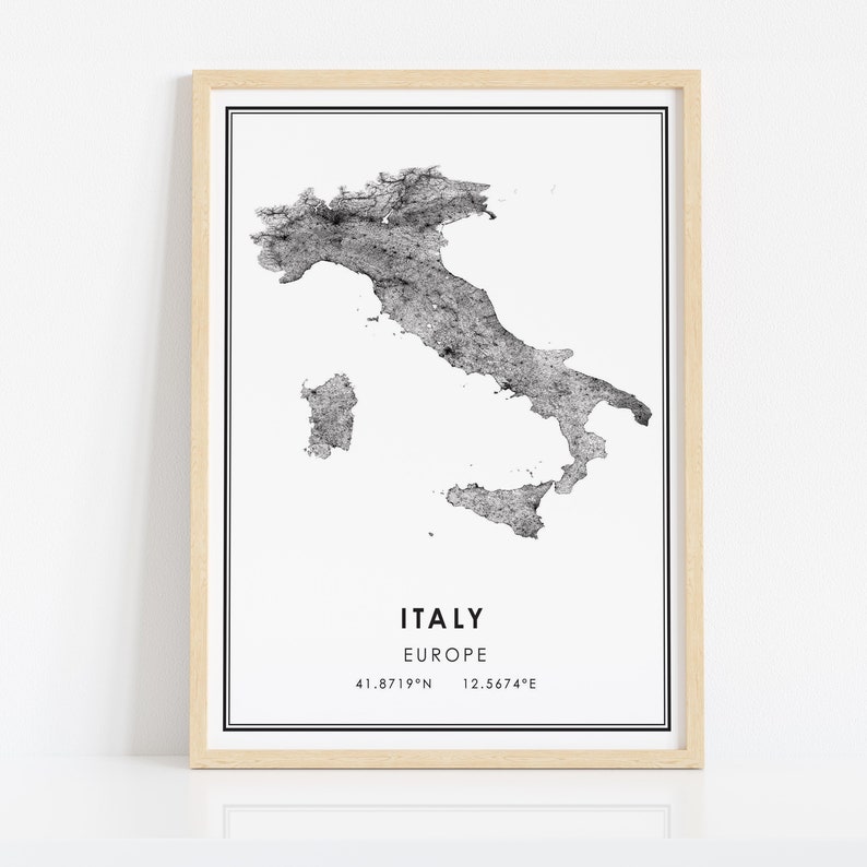 Italy Country Map Print Poster Canvas Italy Country Road Map | Etsy