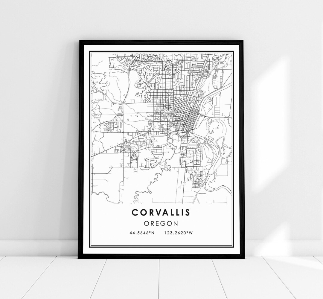 Corvallis Map Print Poster Canvas | Corvallis Oregon Map Print Poster ...