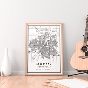 Saskatoon Map Print Poster Canvas | Saskatchewan Map Print Poster ...