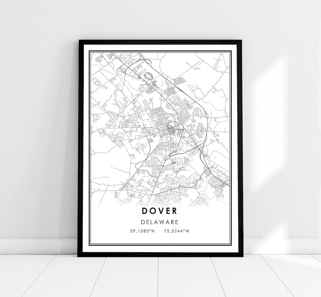 Dover Map Print Poster Canvas | Delaware Map Print Poster Canvas ...