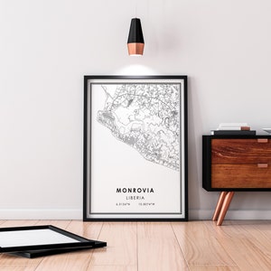 Monrovia Map Print Poster Canvas | Liberia Map Print Poster Canvas ...