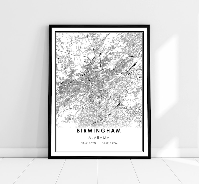 Birmingham Map Print Poster Canvas Alabama Map Print Poster - Etsy