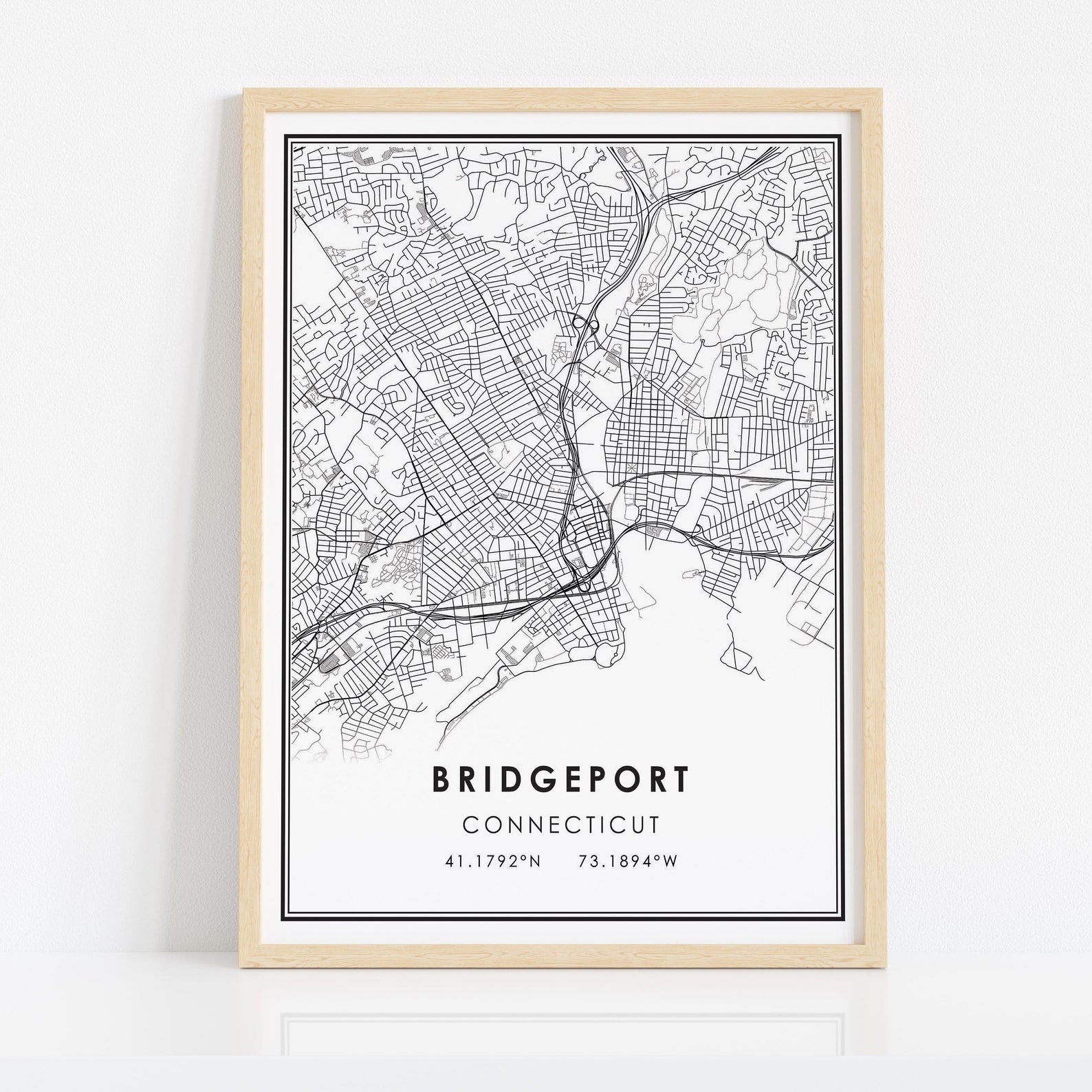 Bridgeport Map Print Poster Canvas Connecticut Map Print - Etsy