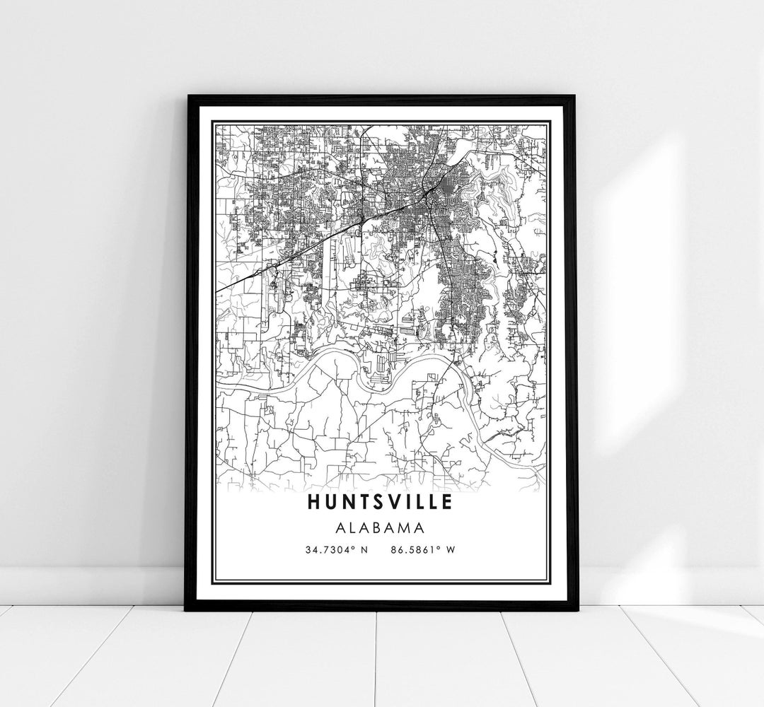 Huntsville Map Print Poster Canvas | Alabama Map Print Poster Canvas ...