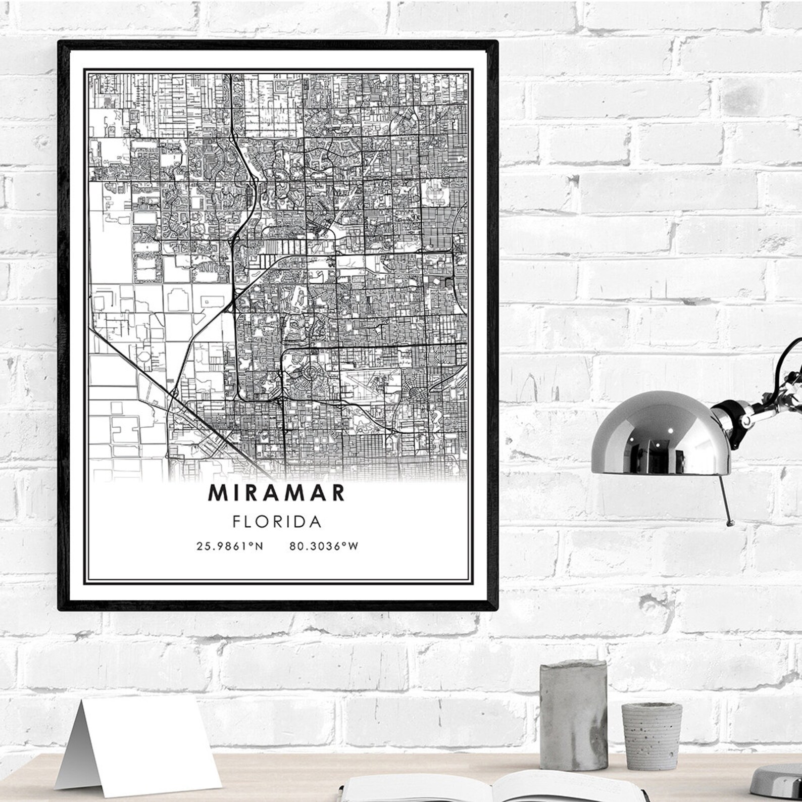 Miramar map print poster canvas Florida map print poster | Etsy