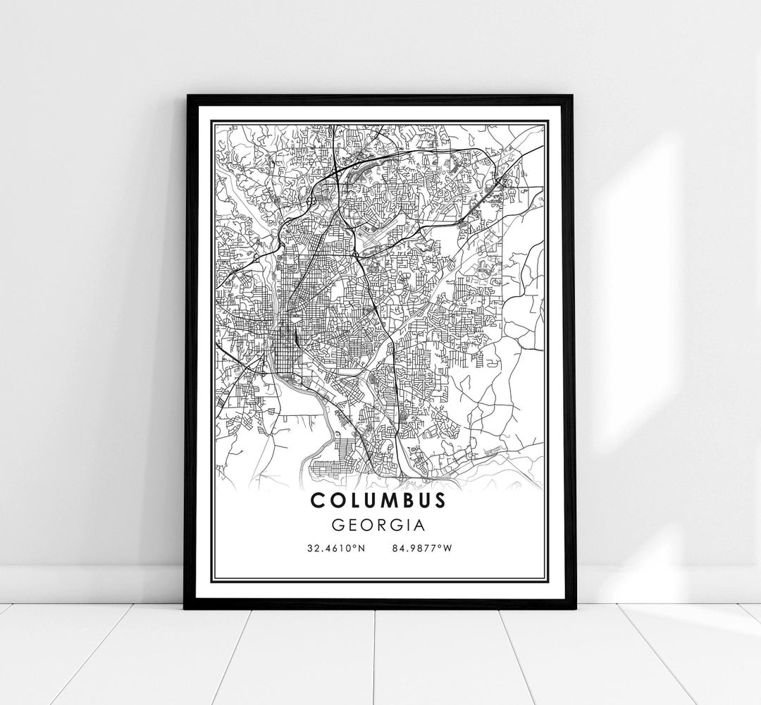 Columbus Map Print Poster Canvas | Georgia Map Print Poster Canvas ...