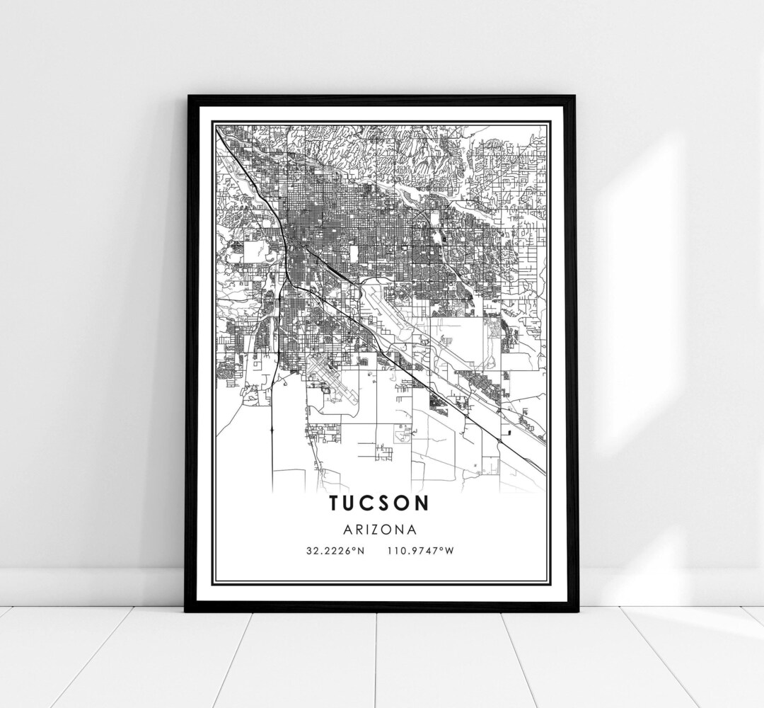Tucson Map Print Poster Canvas | Arizona Map Print Poster Canvas ...