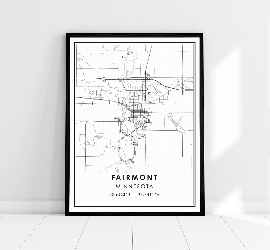 Fairmont Minnesota Map Print Poster Canvas | Minnesota Fairmont Map ...