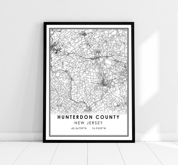 Hunterdon County Map Print Poster Canvas New Jersey Map - Etsy