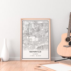 Naperville Map Print Poster Canvas | Illinois Map Print Poster Canvas ...