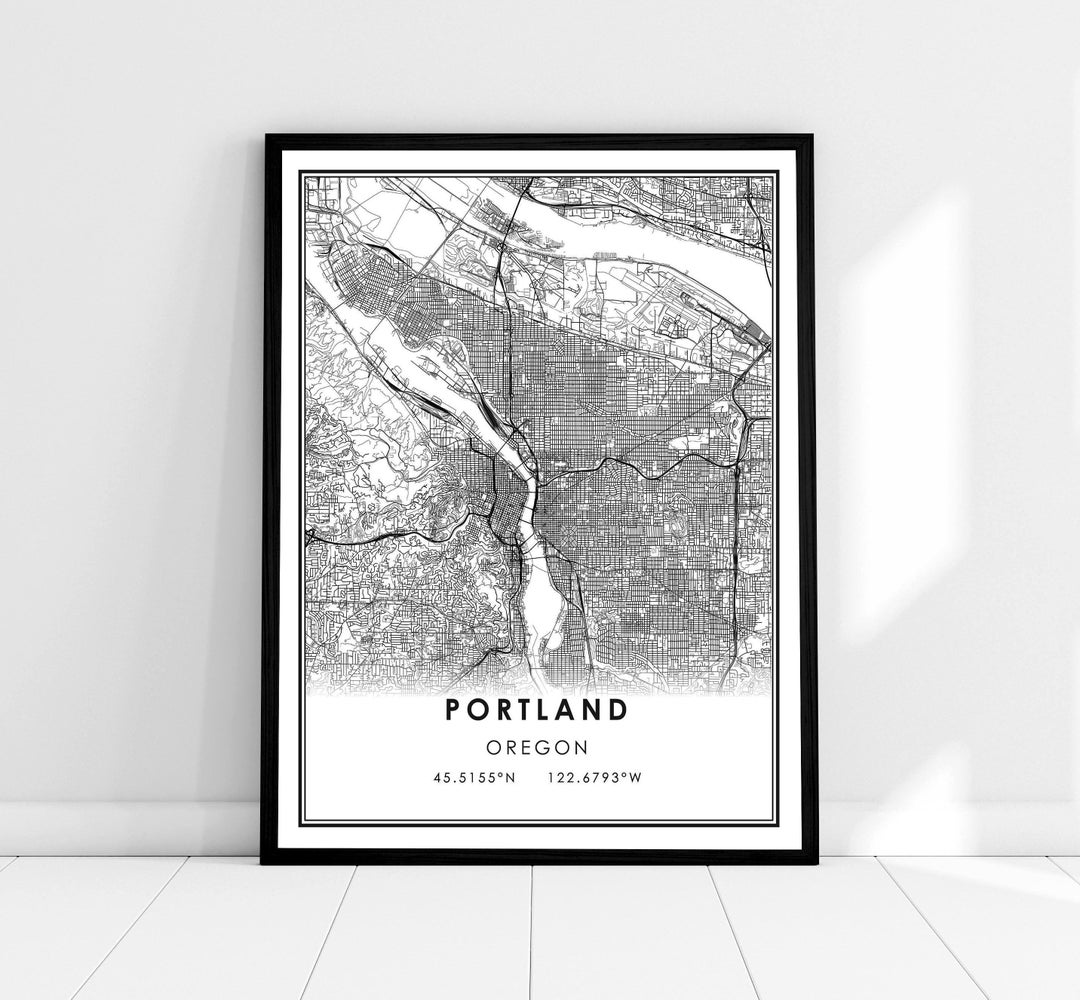 Portland Map Print Poster Canvas | Oregon Map Print Poster Canvas ...