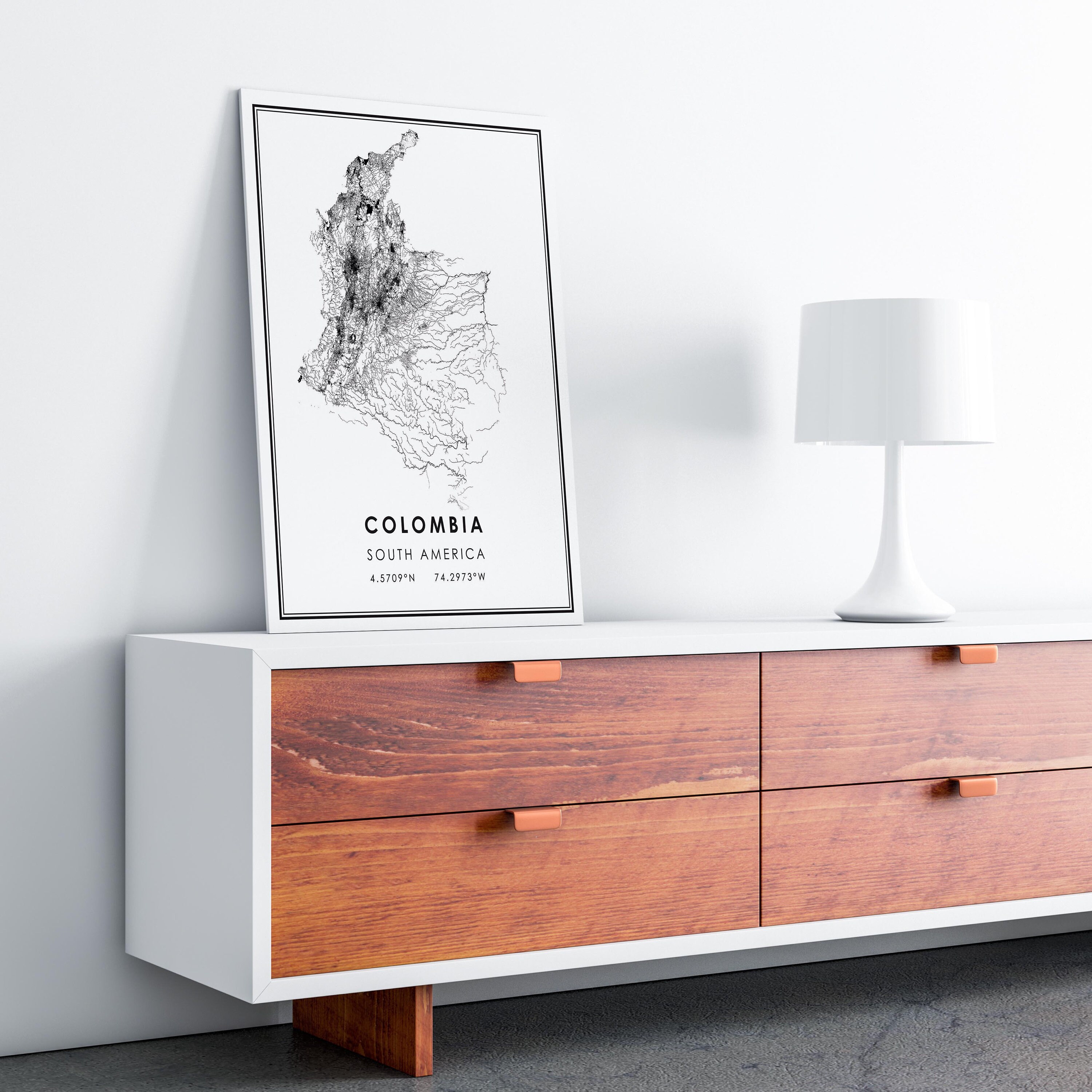 Colombia Country Map Print Poster Canvas Colombia Road Map | Etsy