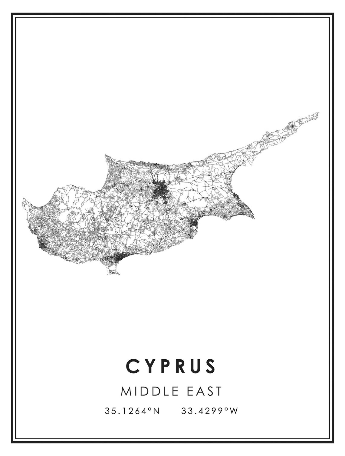 Cyprus country map print poster canvas Cyprus Country city | Etsy