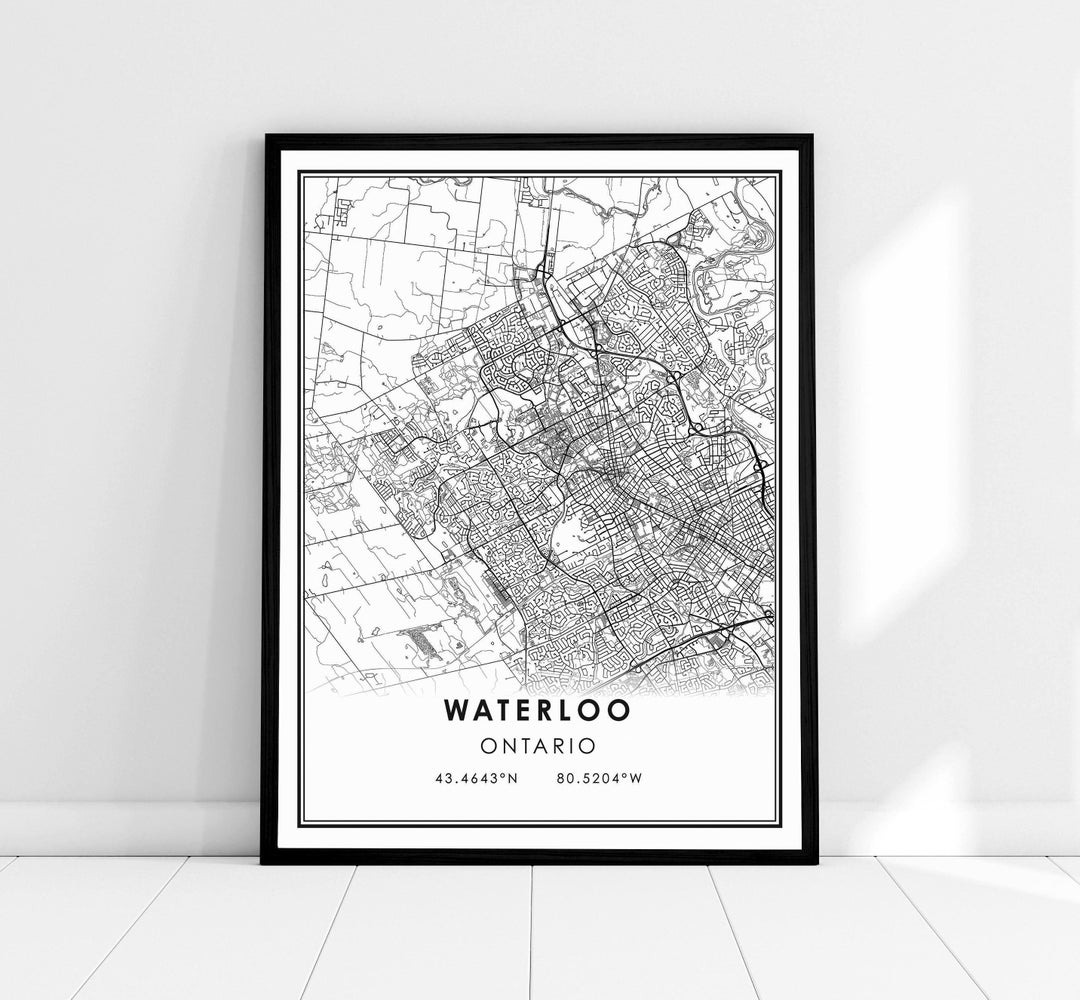 Waterloo Ontario Map Print Poster Canvas Ontario Waterloo Map Print ...