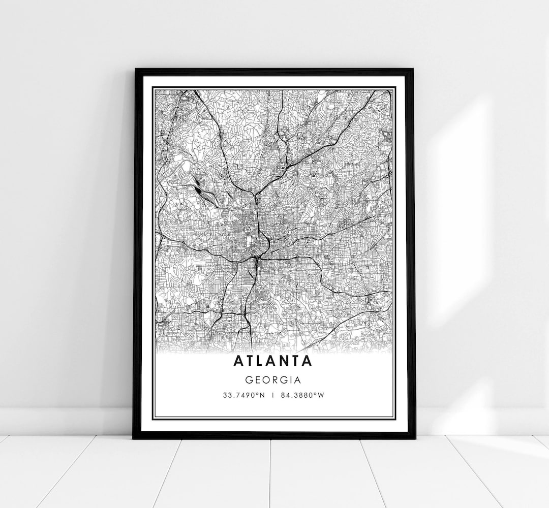 Atlanta Map Print Poster Canvas | Georgia Map Print Poster Canvas ...