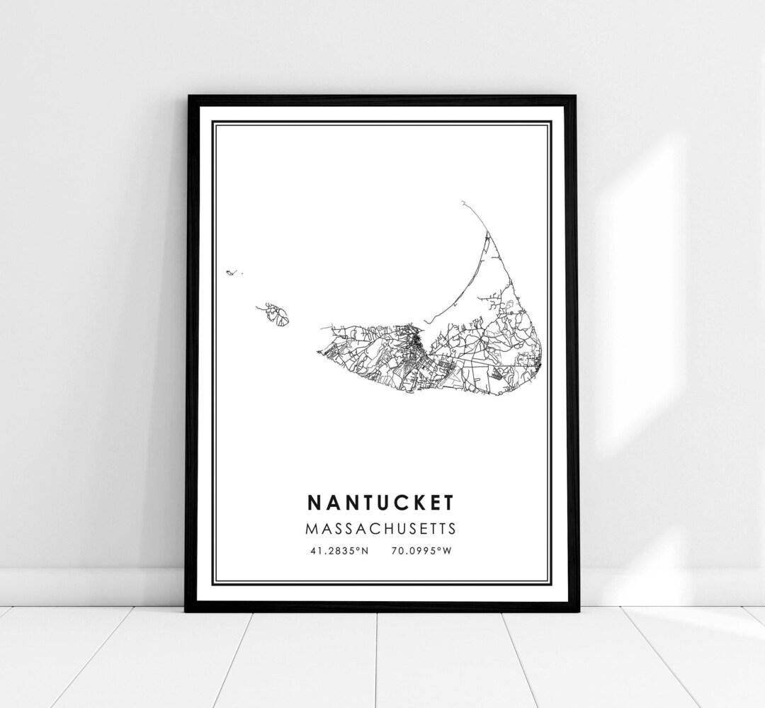 Nantucket Map Print Poster Canvas | Massachusetts Map Print Poster ...