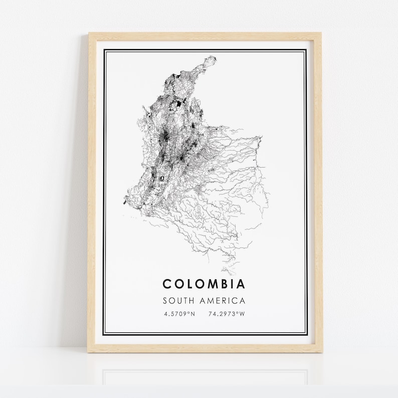 Colombia Country Map Print Poster Canvas Colombia Road Map | Etsy