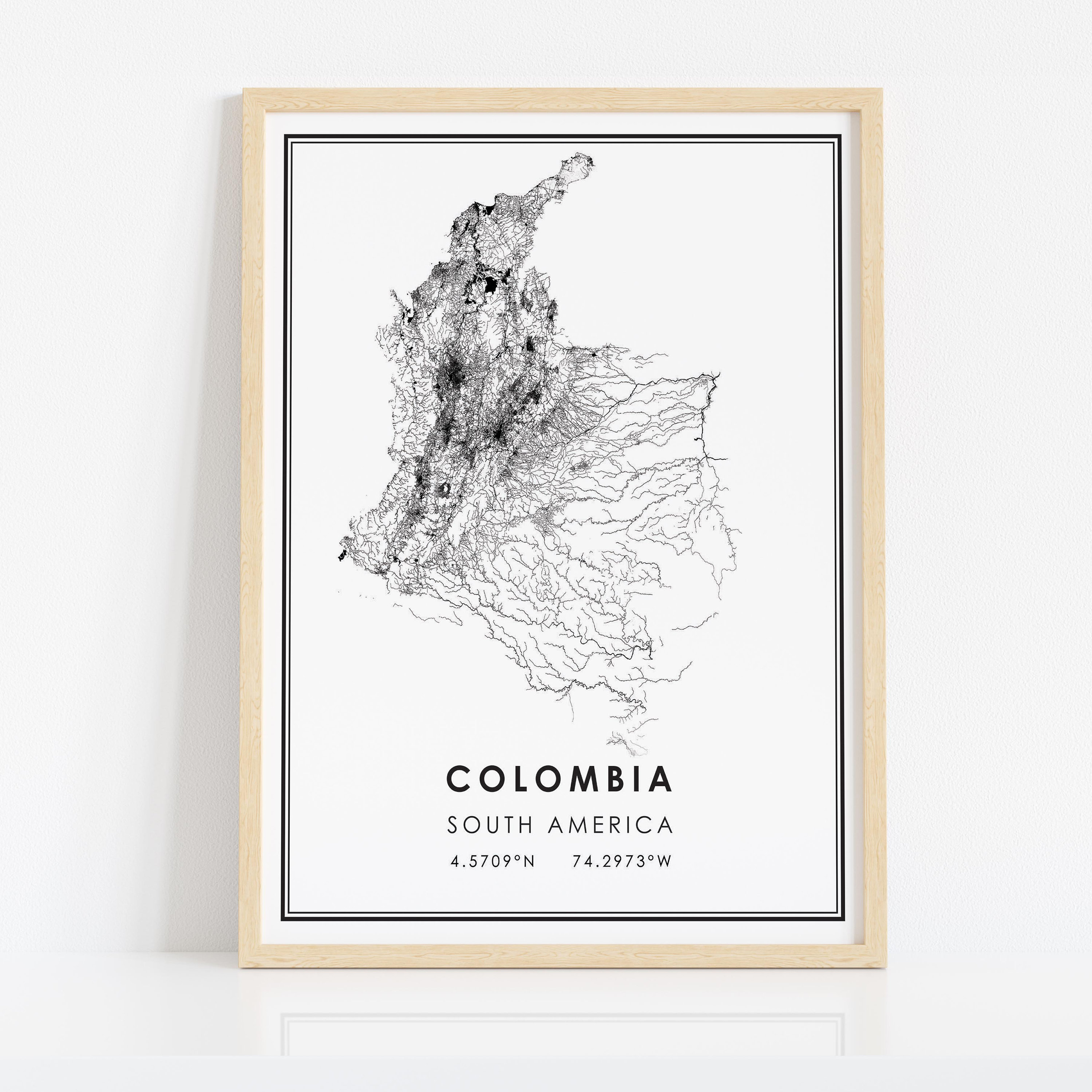 Colombia Country Map Print Poster Canvas | Colombia Road Map Print ...