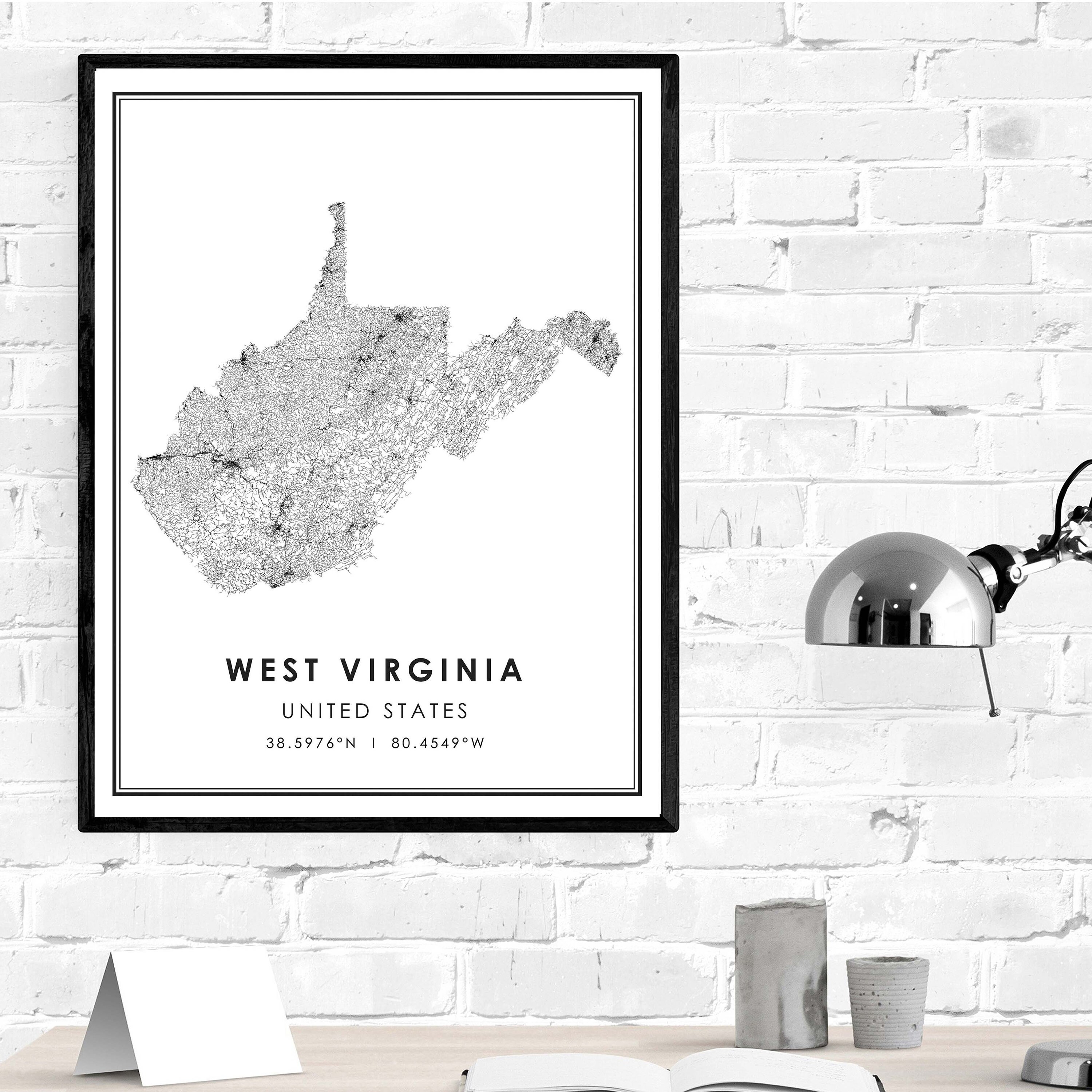 West Virginia United States Map Print Poster Canvas West | Etsy