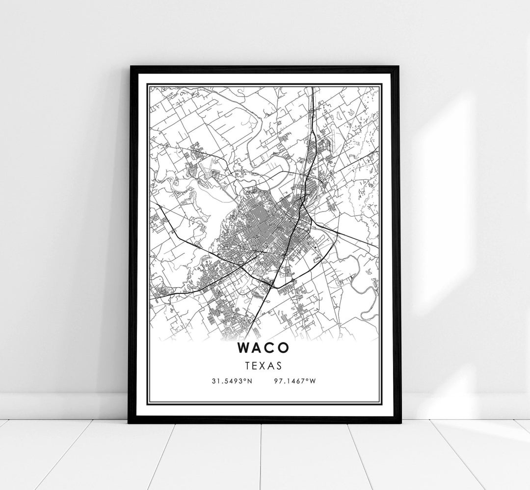 Waco Map Print Poster Canvas | Texas Map Print Poster Canvas | Waco ...