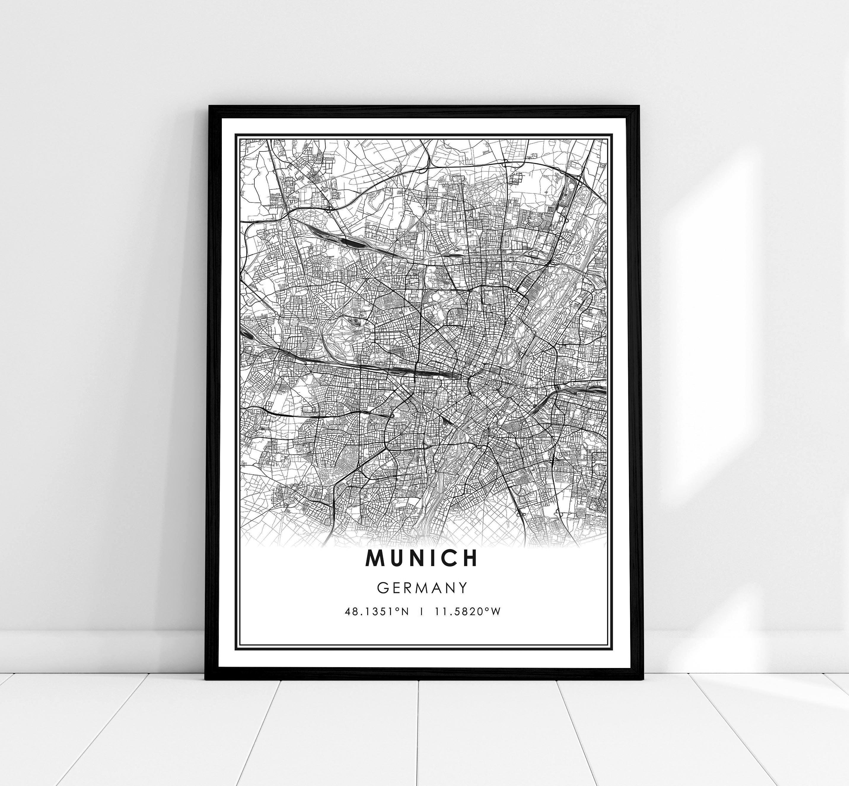 Munich Map Print Poster Canvas Germany Map Print Poster - Etsy