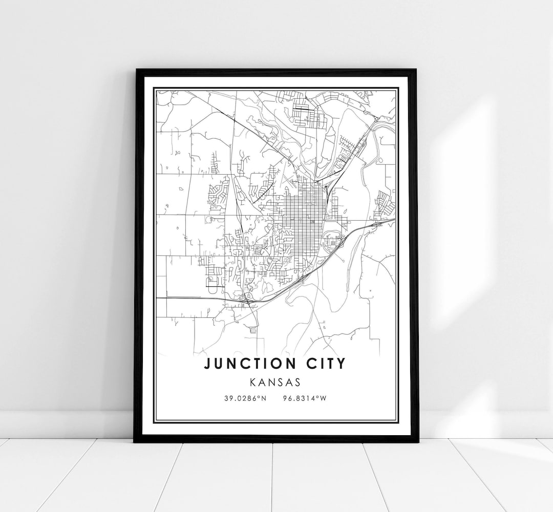 Junction City Map Print Poster Canvas | Kansas Map Print Poster Canvas ...