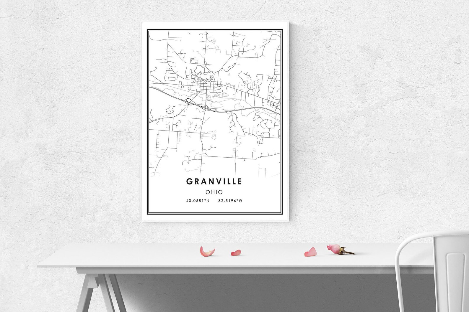 Granville map print poster canvas Ohio map print poster | Etsy