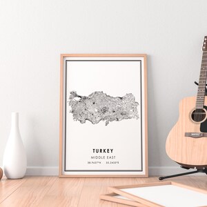 Turkey Country Map Print Poster Canvas | Turkey Middle East Country ...