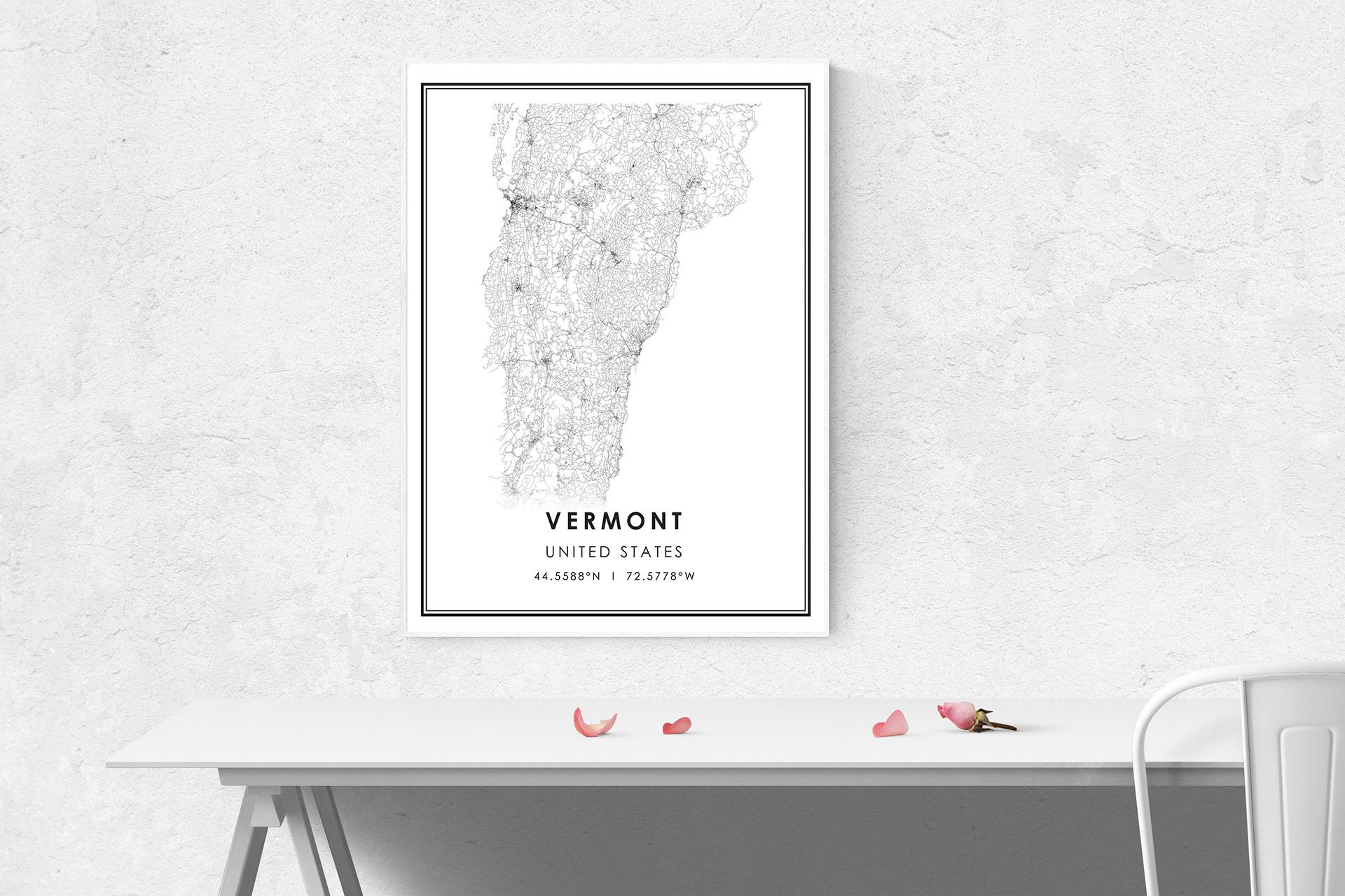 Vermont United States map print poster canvas Vermont United | Etsy