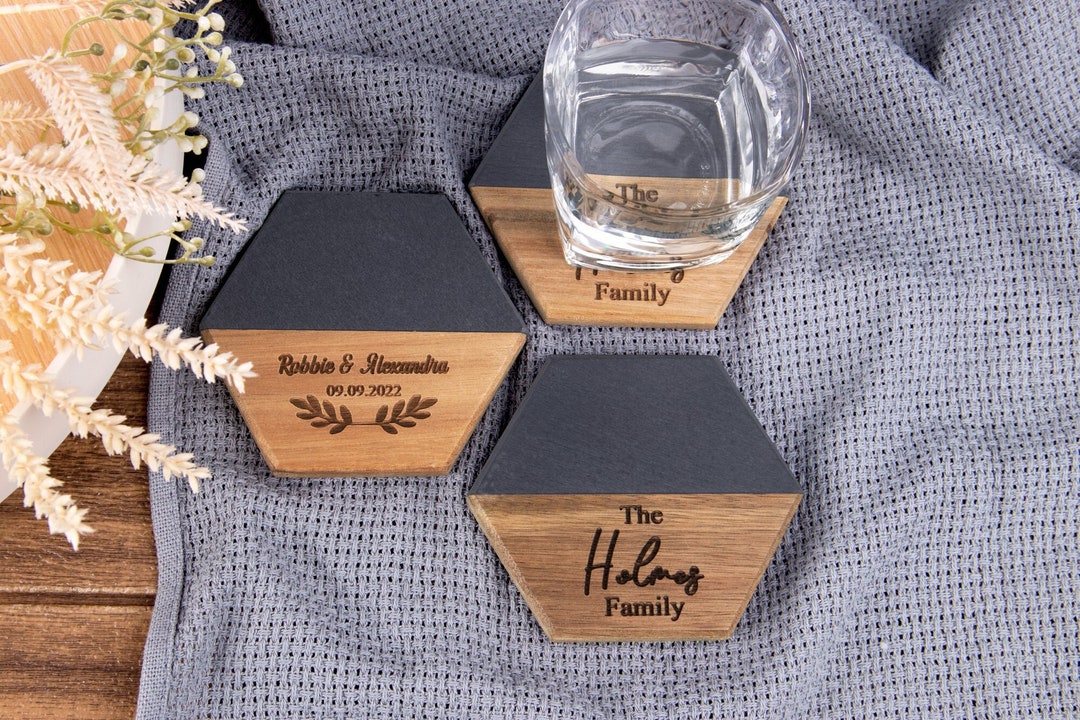Engraved Coasters, Personalized Coasters, Engagement Gifts, Bridal ...