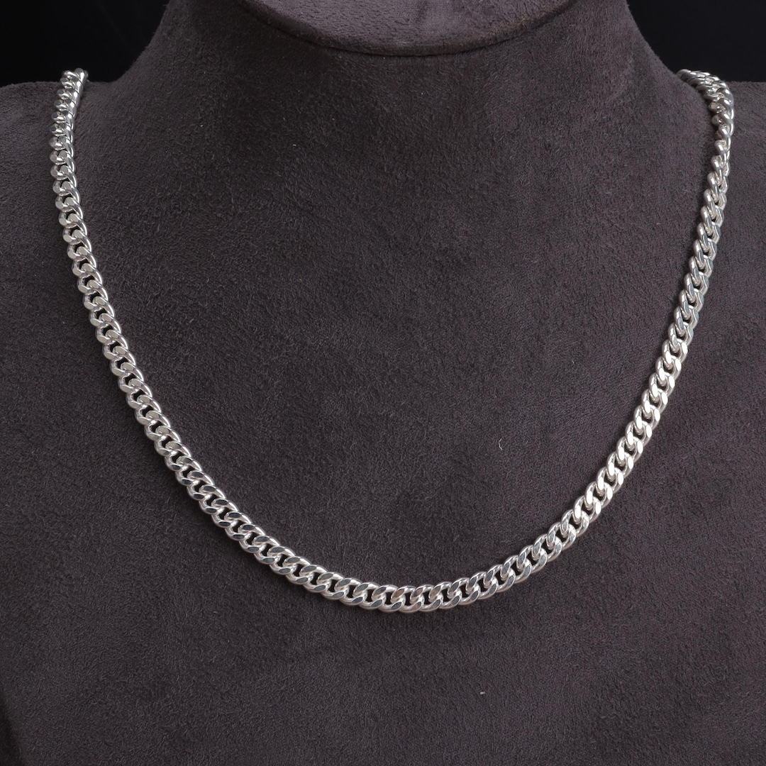 Sterling Silver Cuban Link Chain Necklace, Minimalist Curb Chain - Etsy