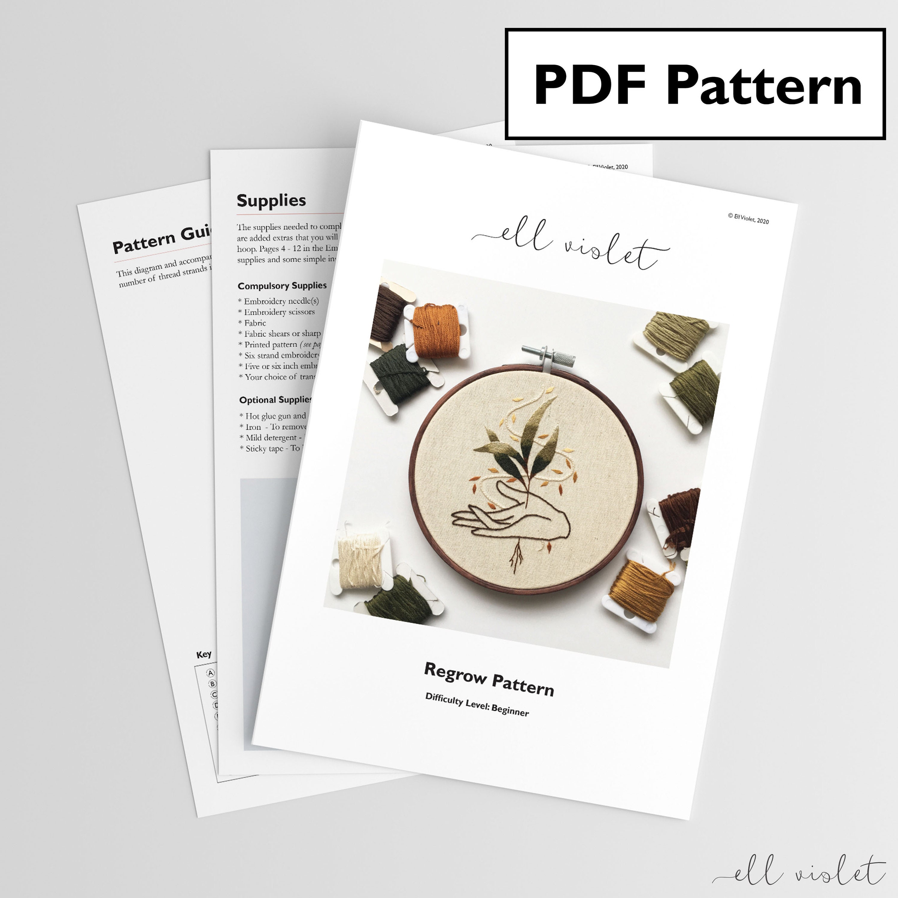 Regrow Beginner Hand Embroidery Pattern Nature Witch Magic | Etsy