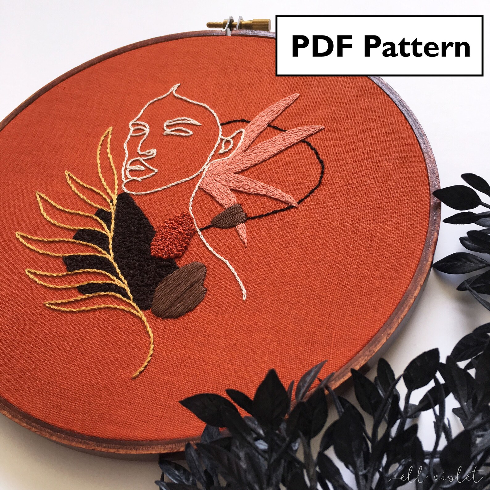 Modern Abstract Hand Embroidery Pattern Bundle Cheese Plant | Etsy