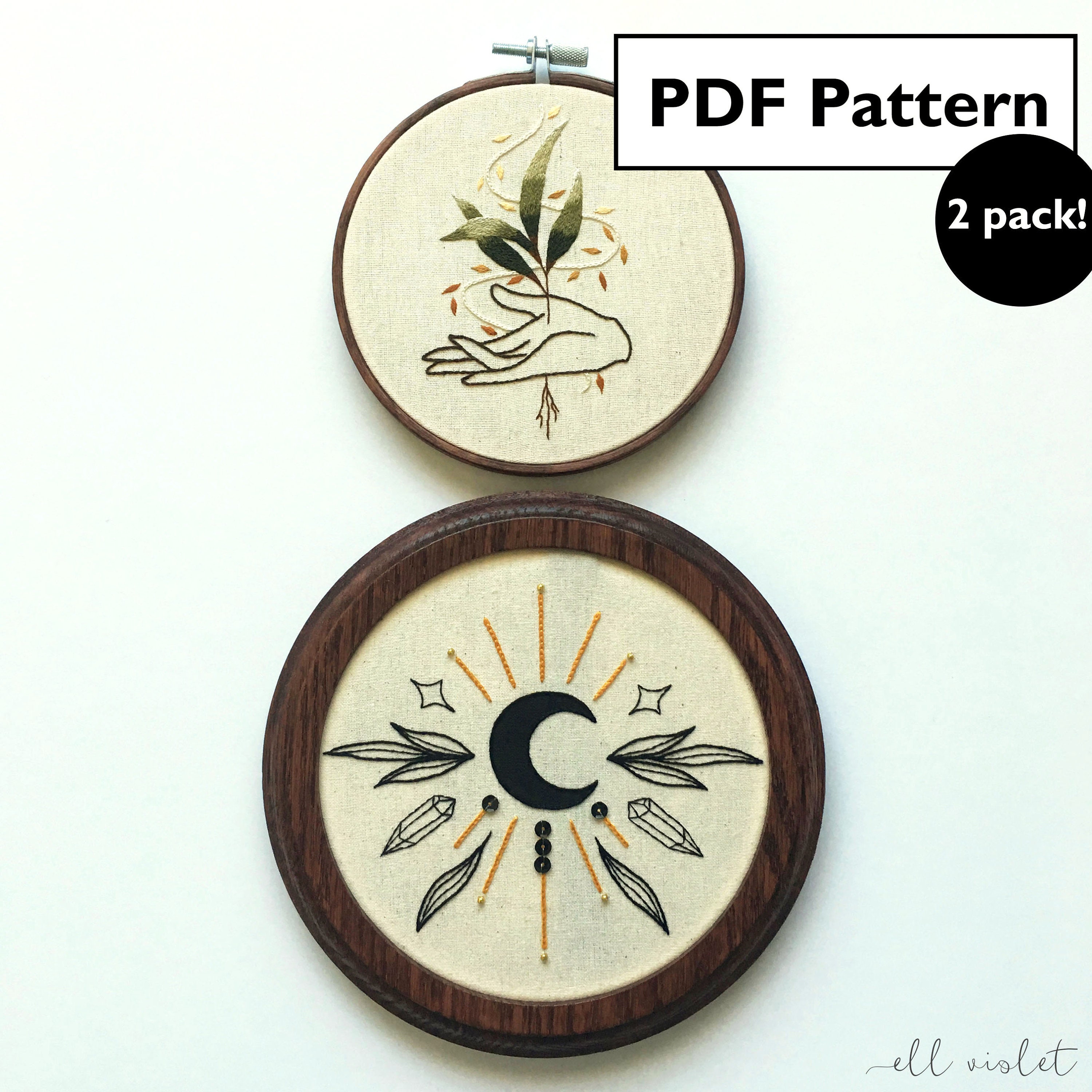 Earth and Sky Hand Embroidery Pattern Pack Needle Painting | Etsy