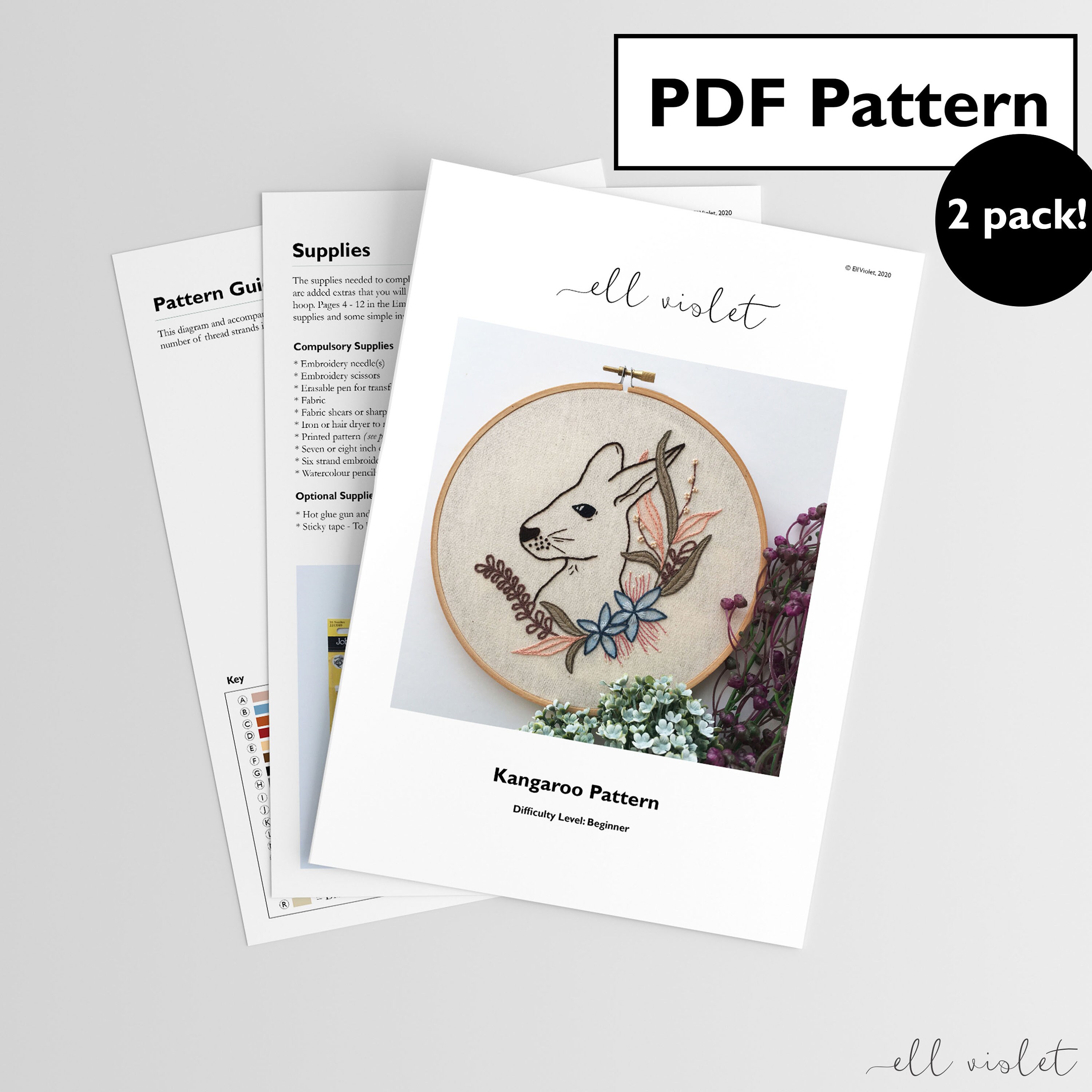 Australian Animals Beginner Hand Embroidery Pattern Pack - Etsy
