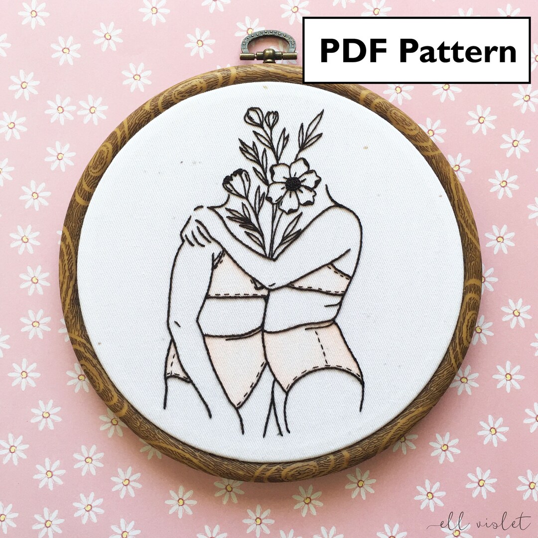 Beginner PDF Hand Embroidery Pattern, Body Positive Friendship Couples ...