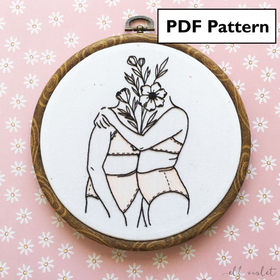Beginner PDF Hand Embroidery Pattern Body Positive Friendship - Etsy