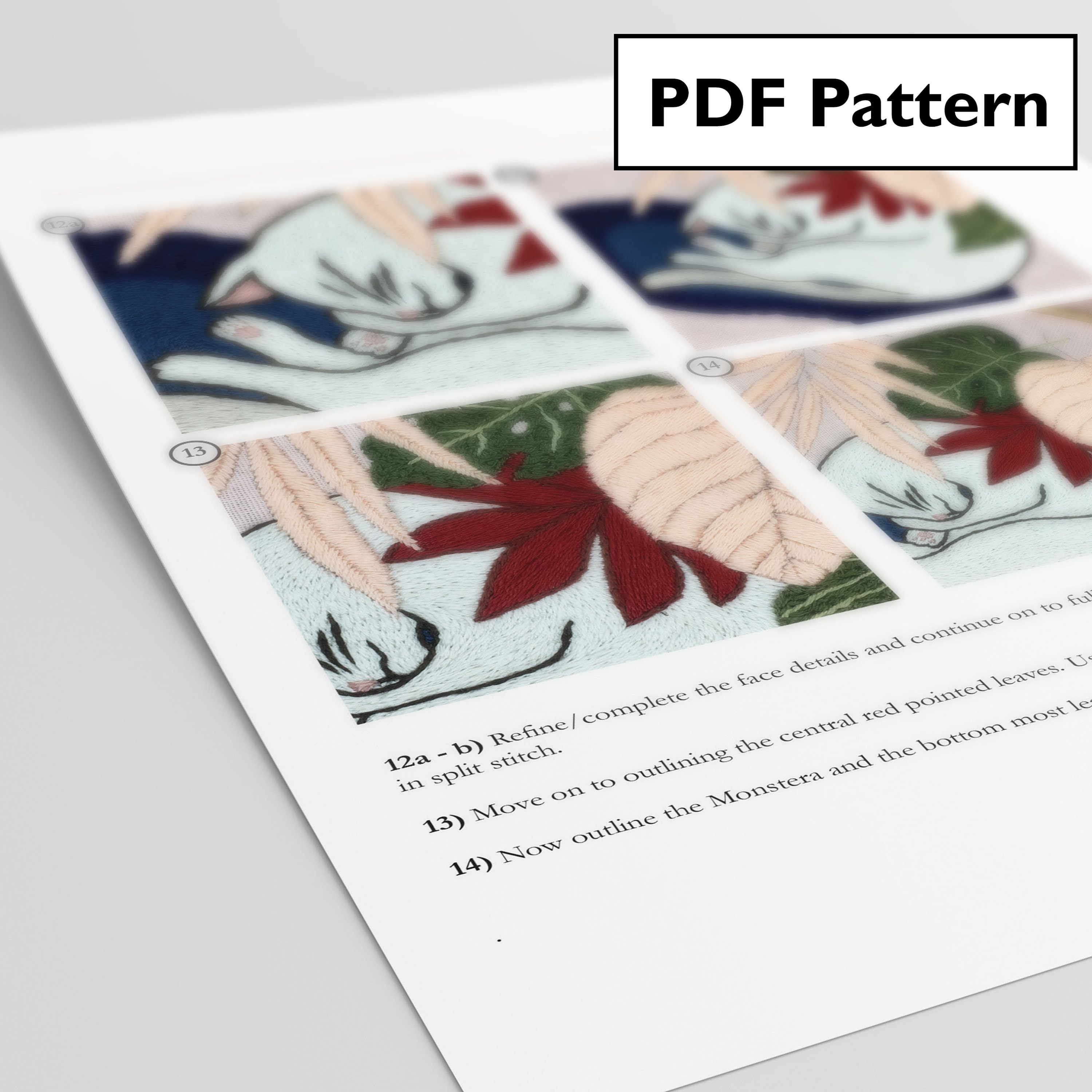 Cat Nap Modern Hand Embroidery Pattern Cute Animal Lover Cat - Etsy ...