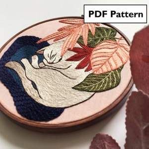 Cat Nap Modern Hand Embroidery Pattern, Cute Animal Lover Cat Lady DIY ...