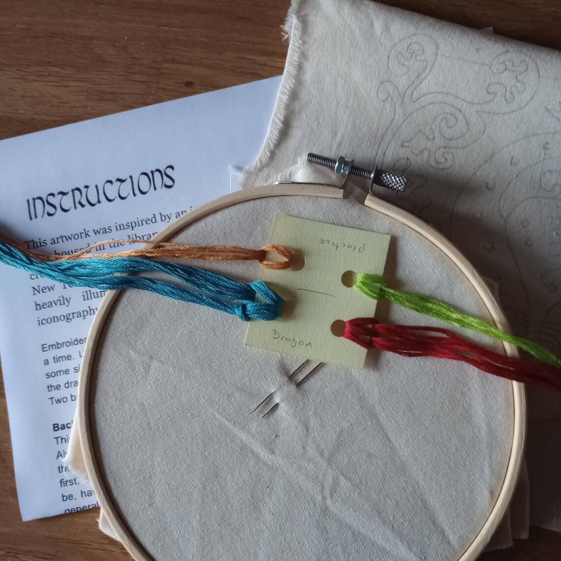 Embroidery Kit - Medieval Dragon Marginalia - Etsy