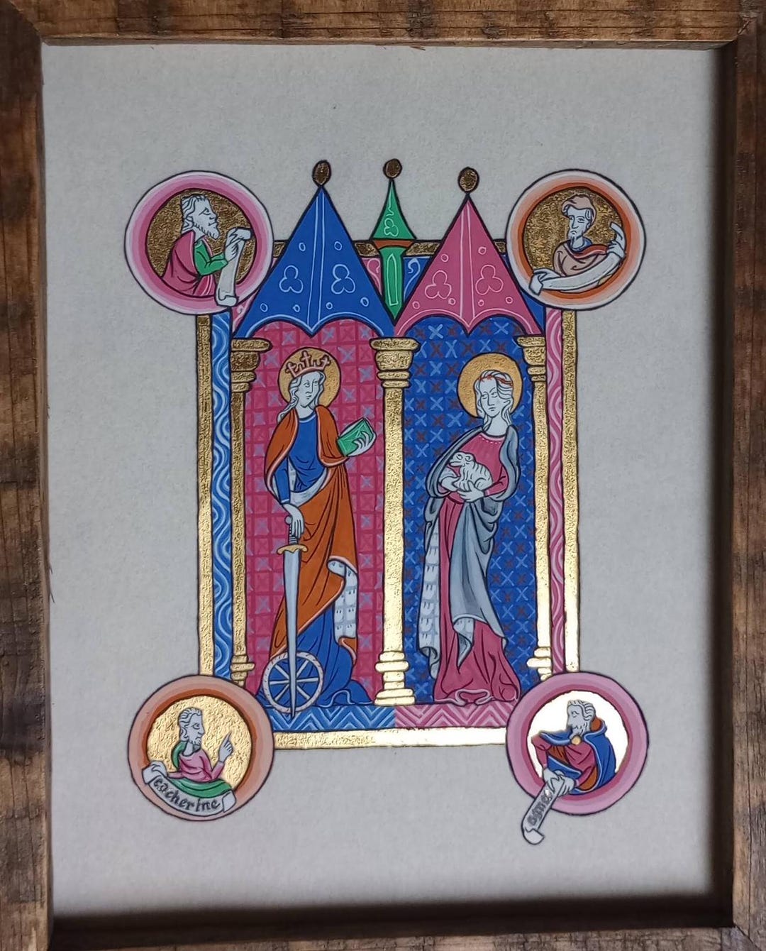 St Catherine and St Agnes - 14th Century Medieval Illumination ...