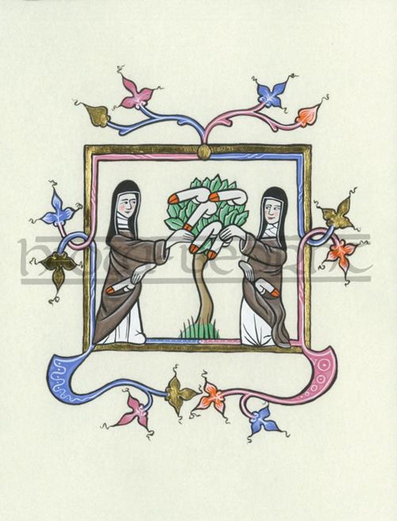 Romance of the Rose Naughty Nuns Medieval Marginalia Print - Etsy