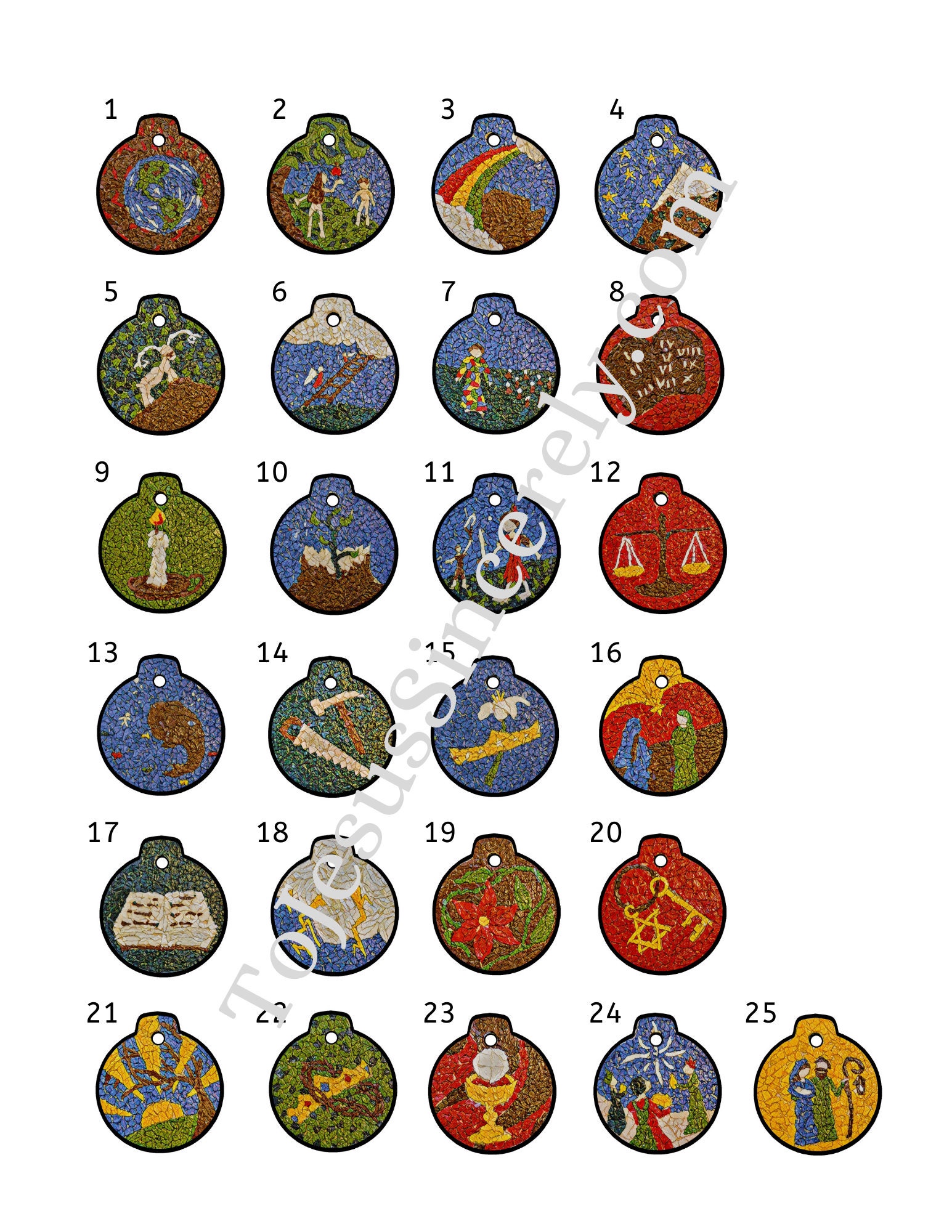 Cut and Paste Mosaic Jesse Tree (printable DIGITAL Product) With Mini ...