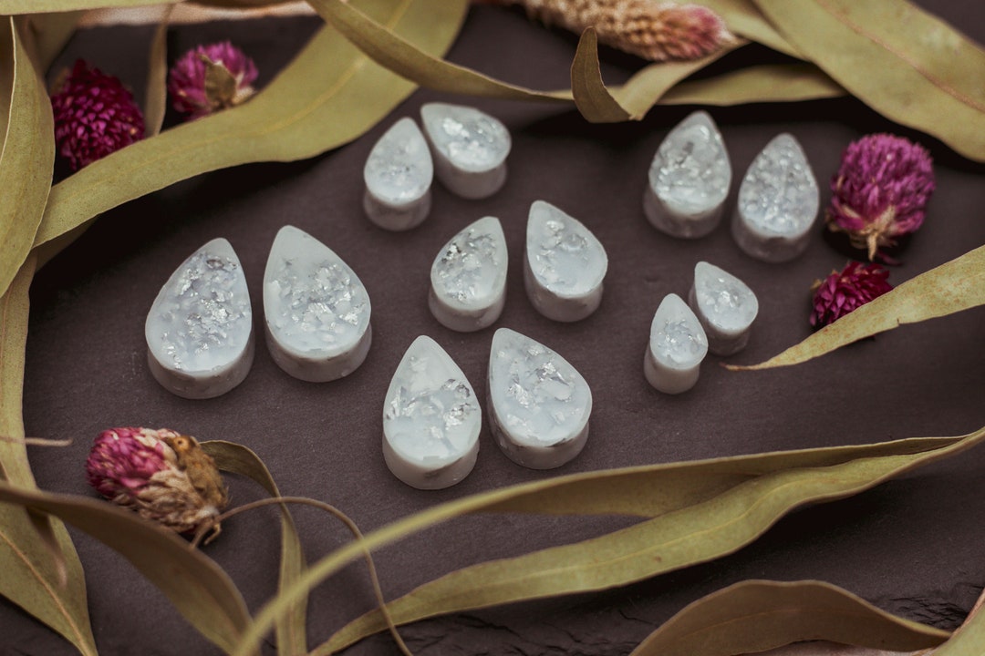 Silver Drop Plugs - "silver Tear" - Handmade - Etsy